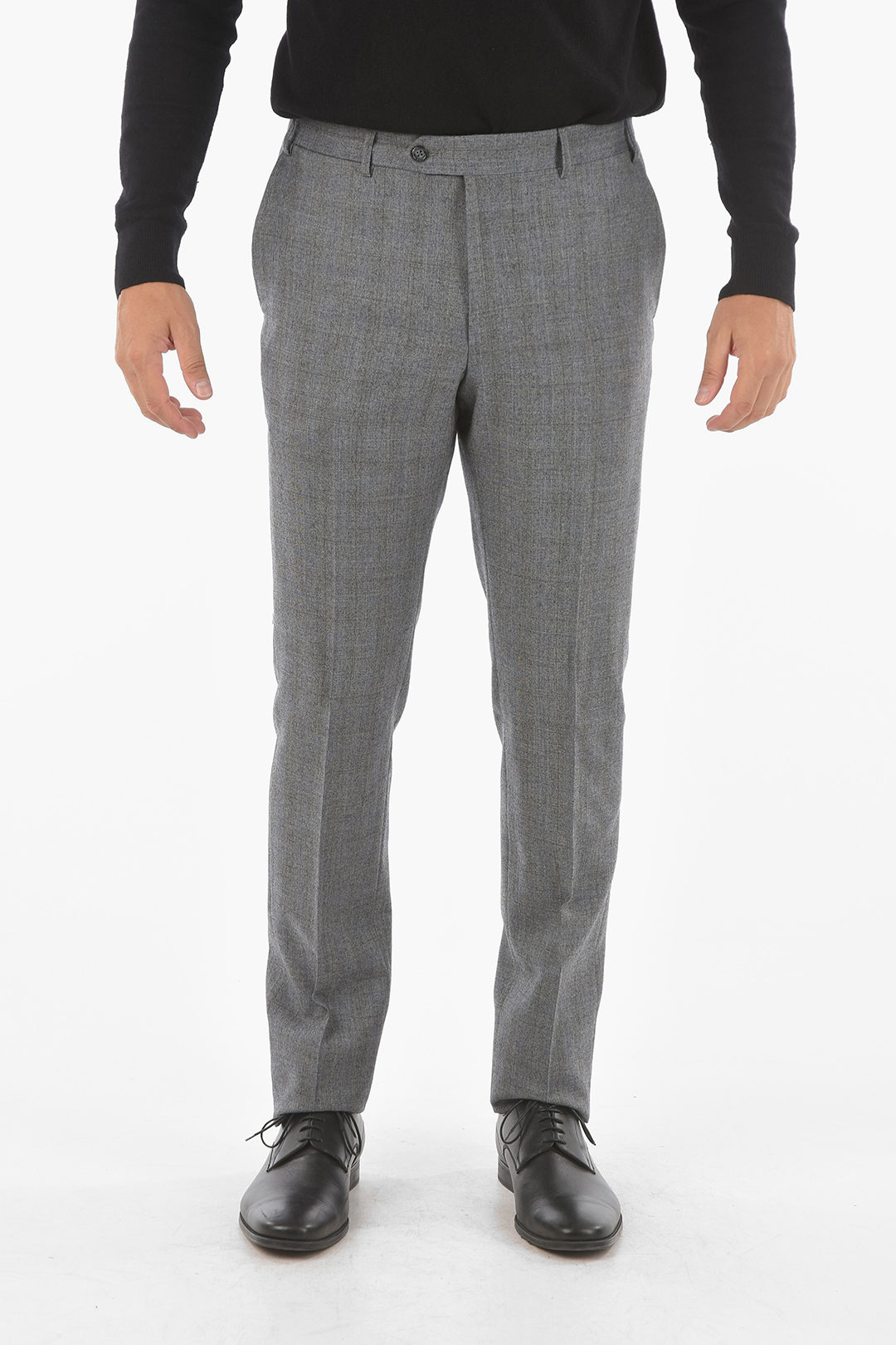 Corneliani windowpane check virgin wool MANTUA notch lapel belt loops 2-button suit drop 6R men ...