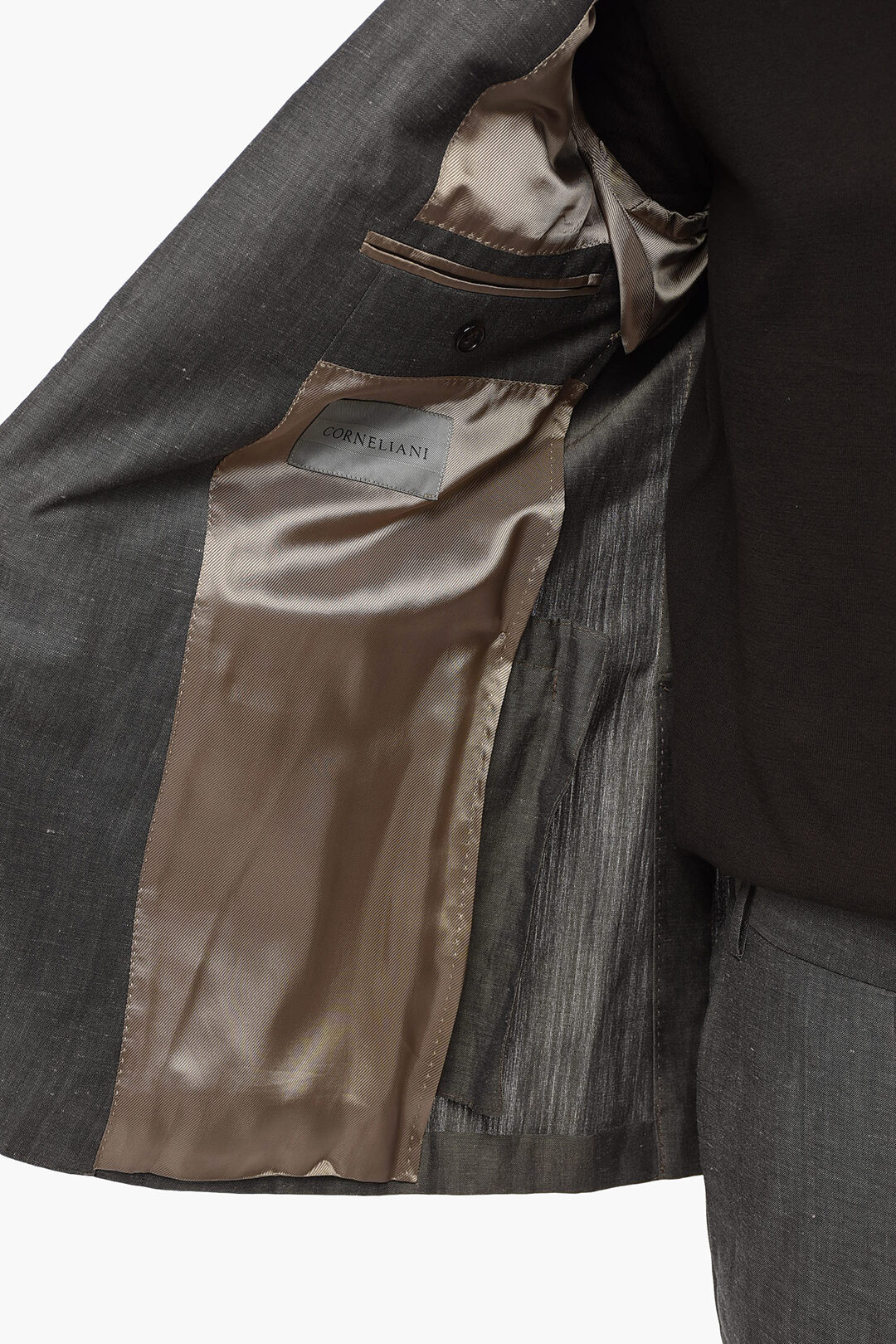 Corneliani Wool and Linen Blend GATE Suit with Flap Pockets men ...