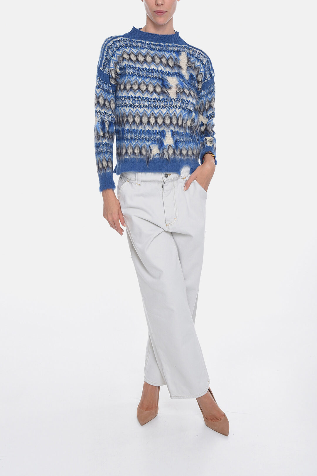 Maison Margiela Wool-blend FAIR ISLE Sweater with Distressed Effect ...