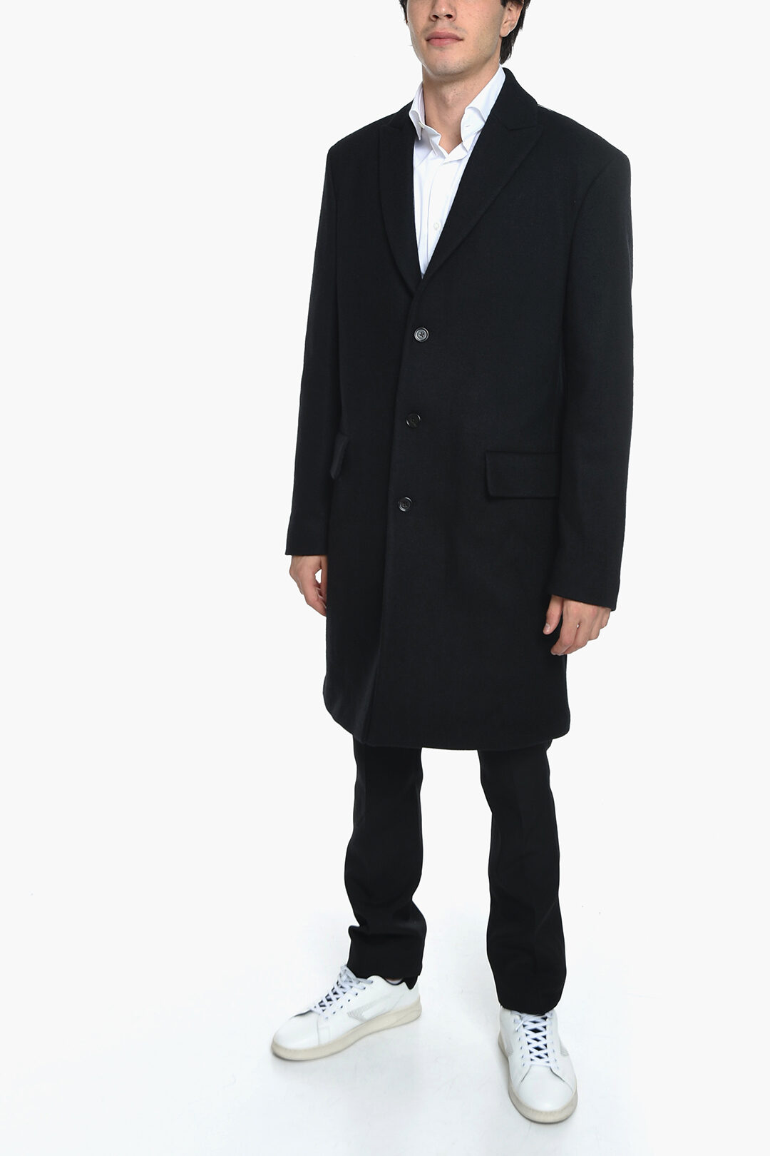 Dolce & Gabbana Wool-blend Half-lined Coat with Peak Lapel men ...