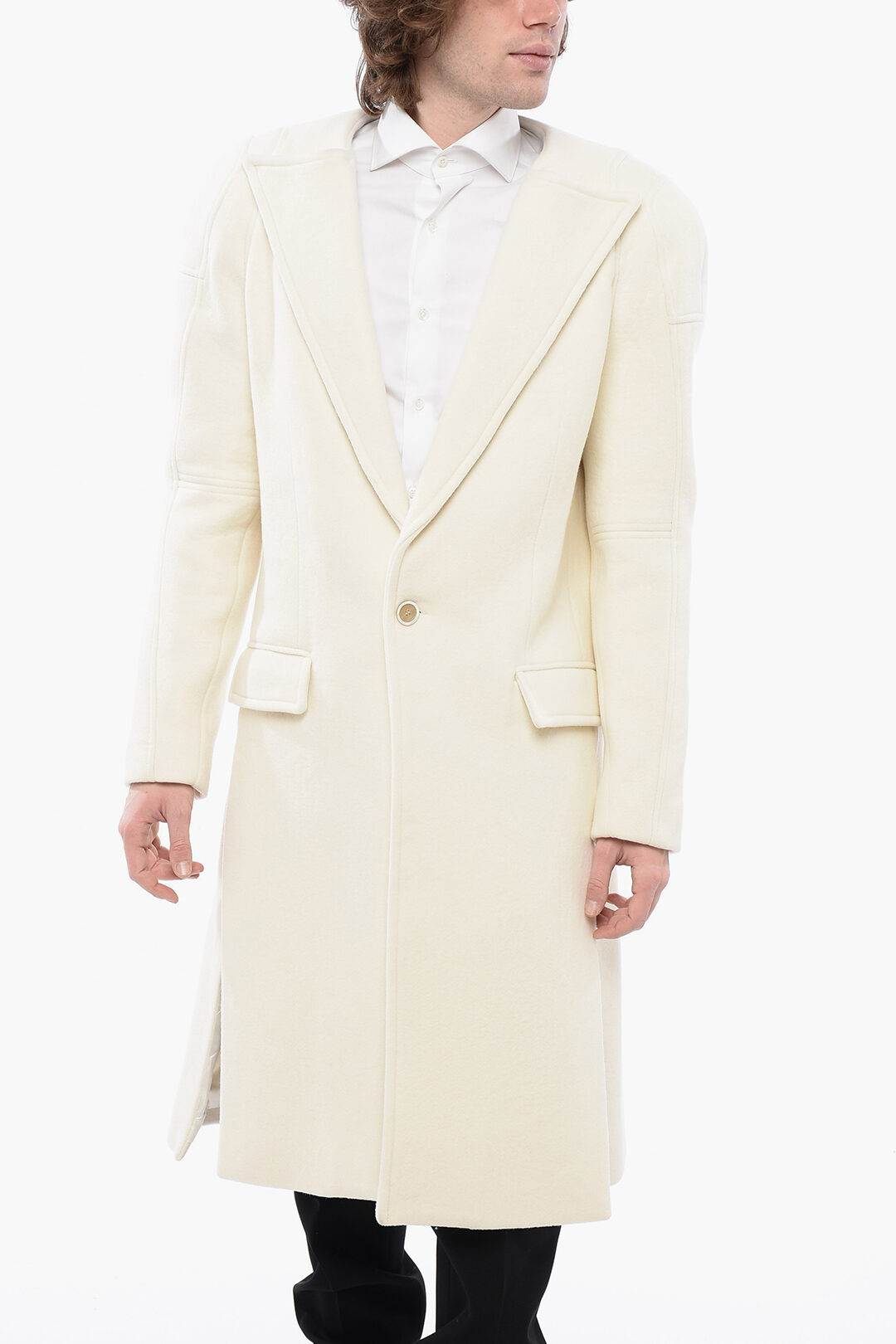 Balmain Wool Blend Slim Fit Coat with Padded Shoulders men - Glamood Outlet