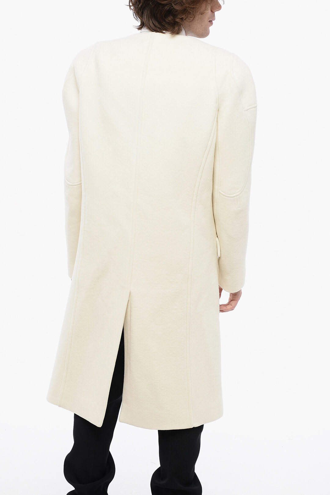 Balmain Wool Blend Slim Fit Coat with Padded Shoulders men - Glamood Outlet