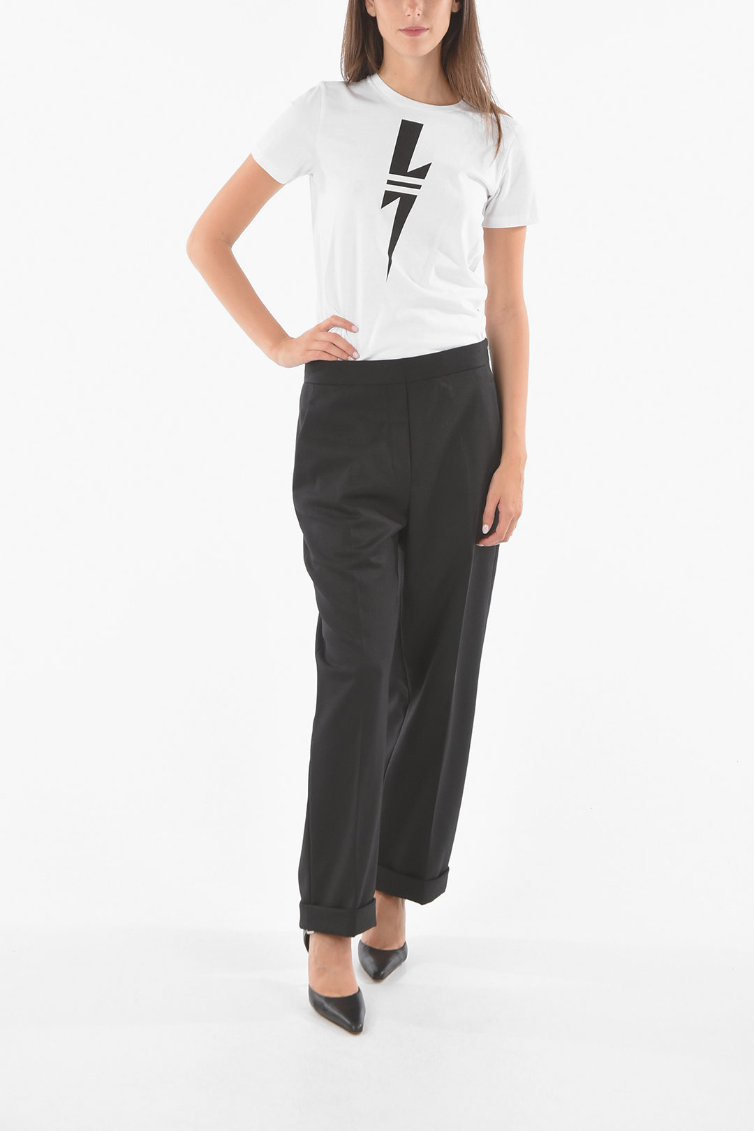Neil Barrett Wool Blend SLOCH ROLLED UP Pants women - Glamood Outlet