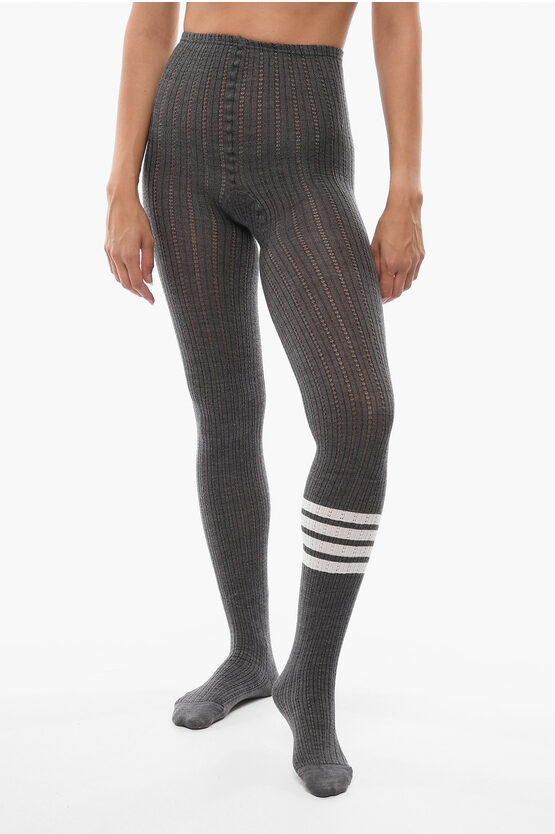 Thom Browne Wool Blend Tights with Embroidery women - Glamood Outlet