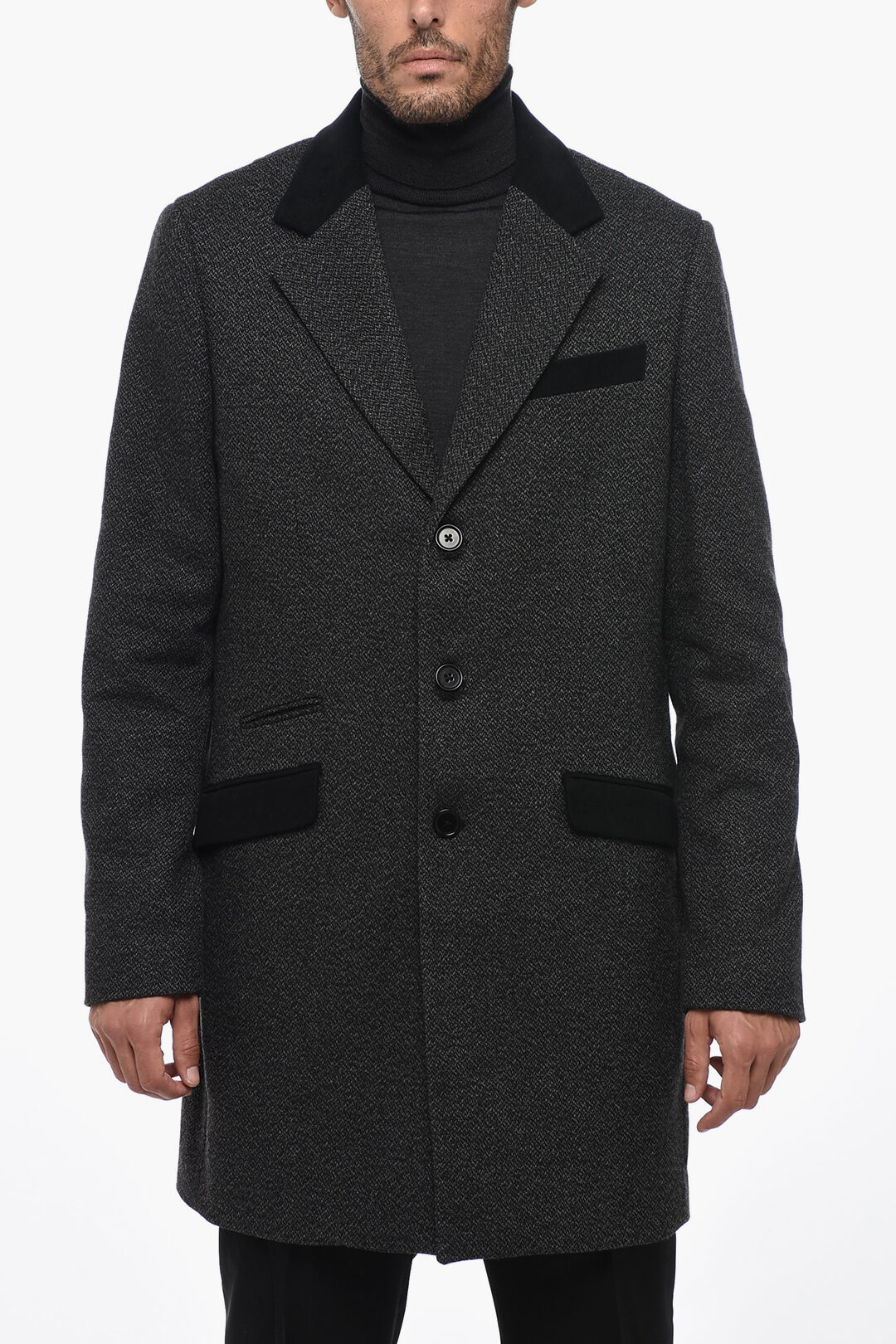 AllSaints Wool Blend TOMMY Single-Breasted Coat with Back Slit men ...