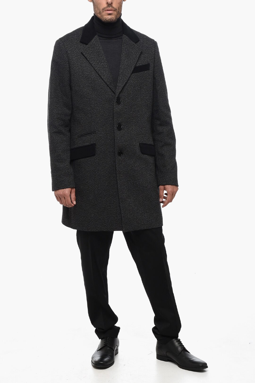 AllSaints Wool Blend TOMMY Single-Breasted Coat with Back Slit men ...