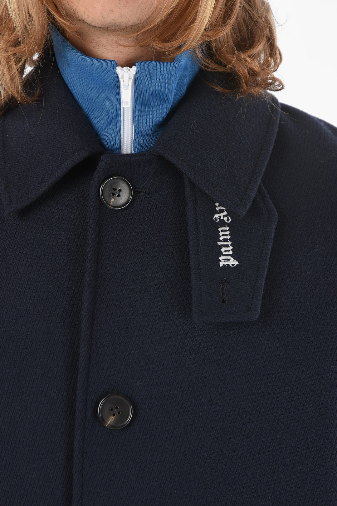 Palm Angels Wool-blend TRACK Coat with Chest Piece and Contrasting Side ...