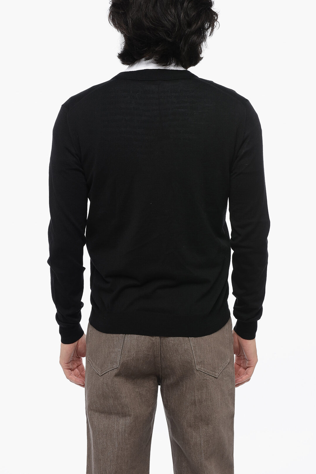 Jil Sander Wool Cardigan with Satin Details men - Glamood Outlet