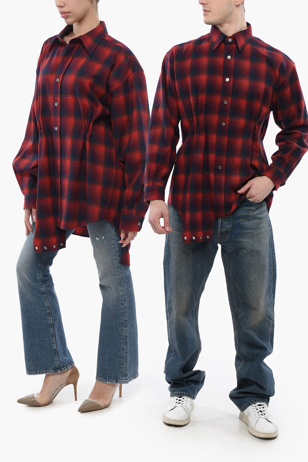 Maison Margiela Wool Chekered Shirt With Gathered Details unisex men ...