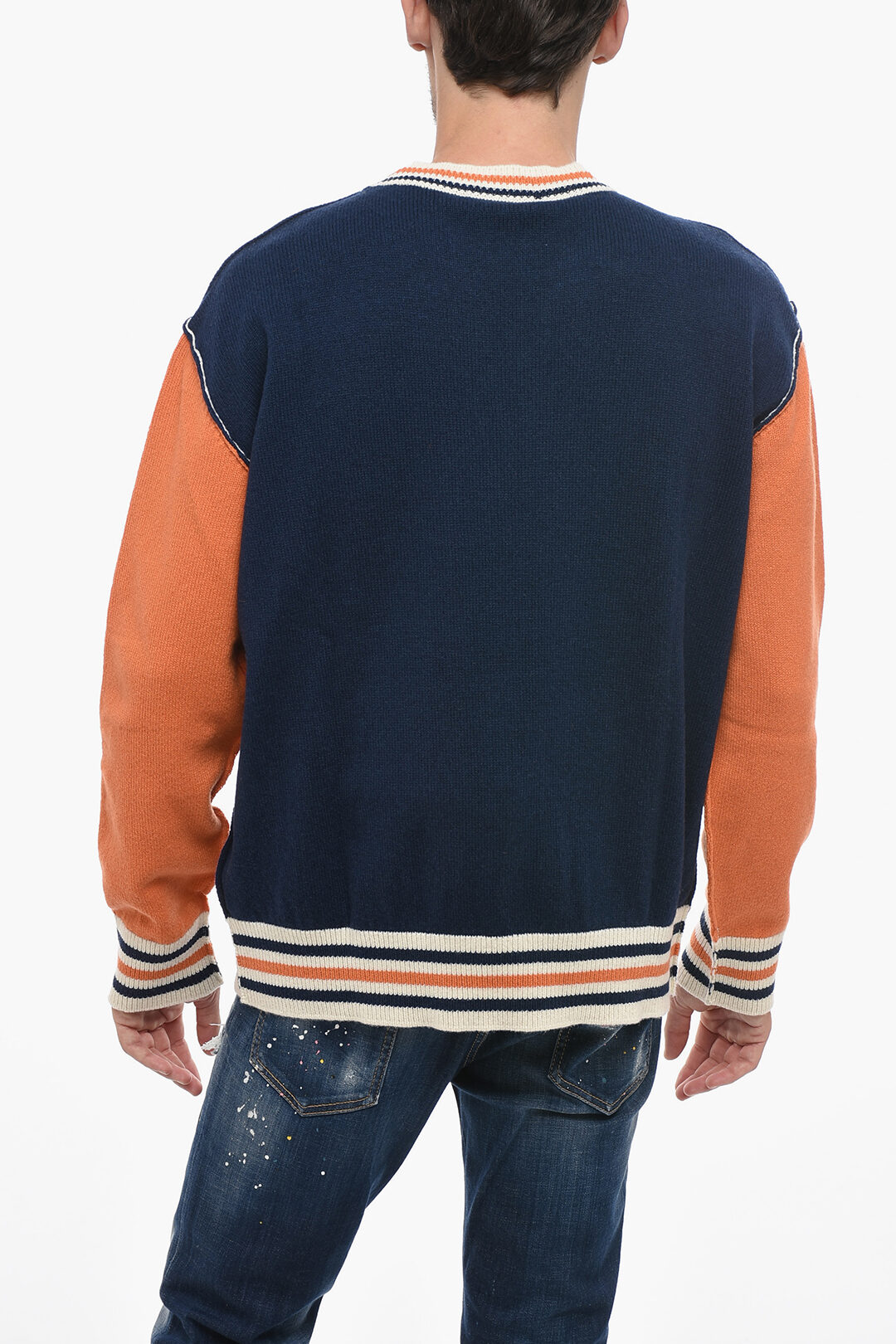Dsquared2 Wool COLLEGE Sweater with Striped Pattern men - Glamood Outlet