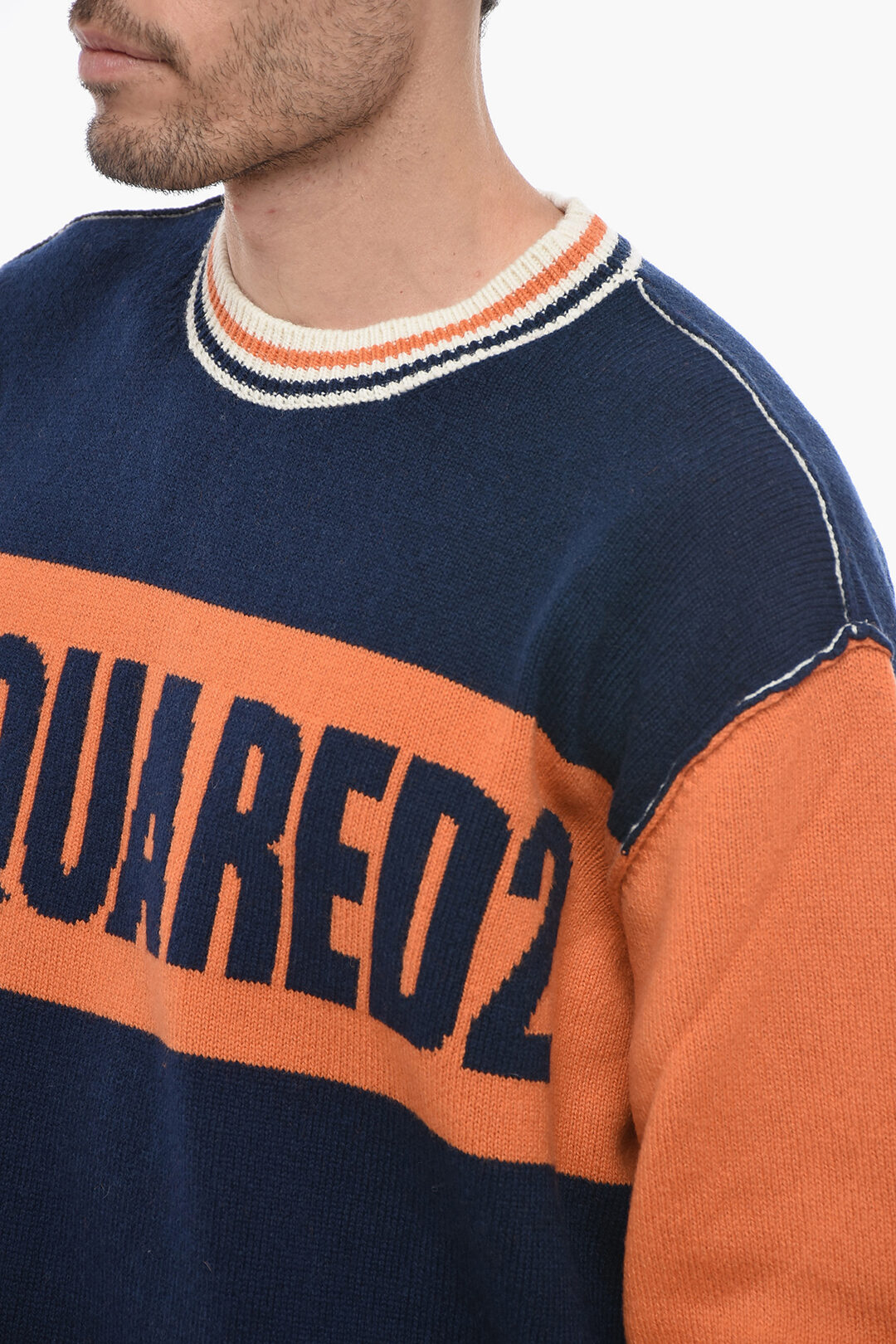 Dsquared2 Wool COLLEGE Sweater with Striped Pattern men - Glamood Outlet