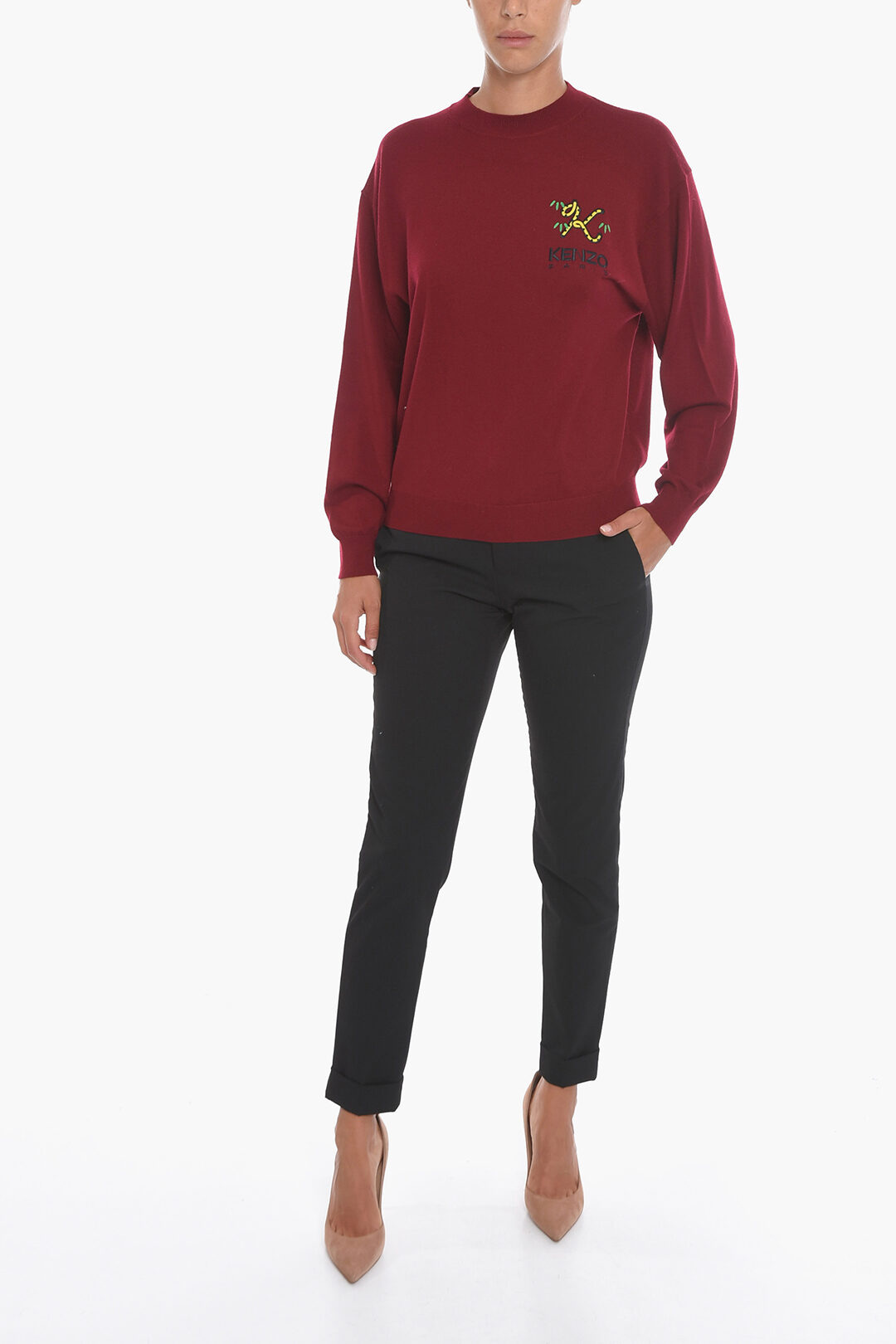 Kenzo Wool CREST Sweater with Embroidered Logo women - Glamood Outlet