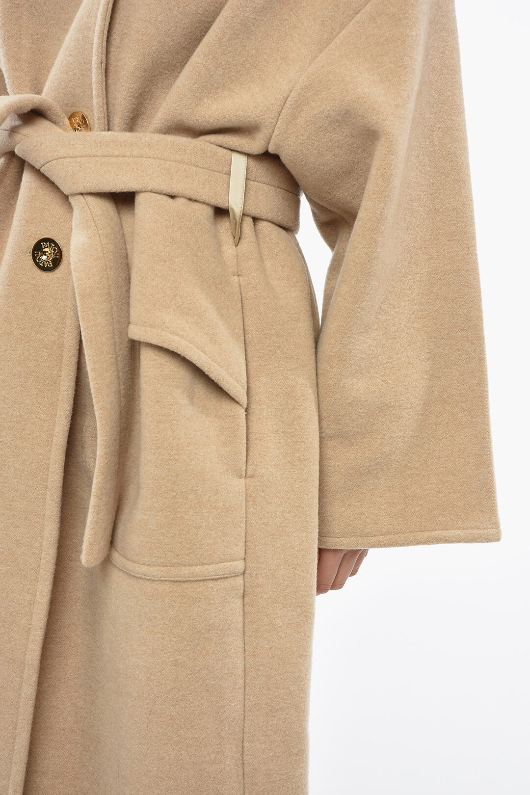 Patou Wool Double-Breasted Coat with Golden Maxi Buttons women ...