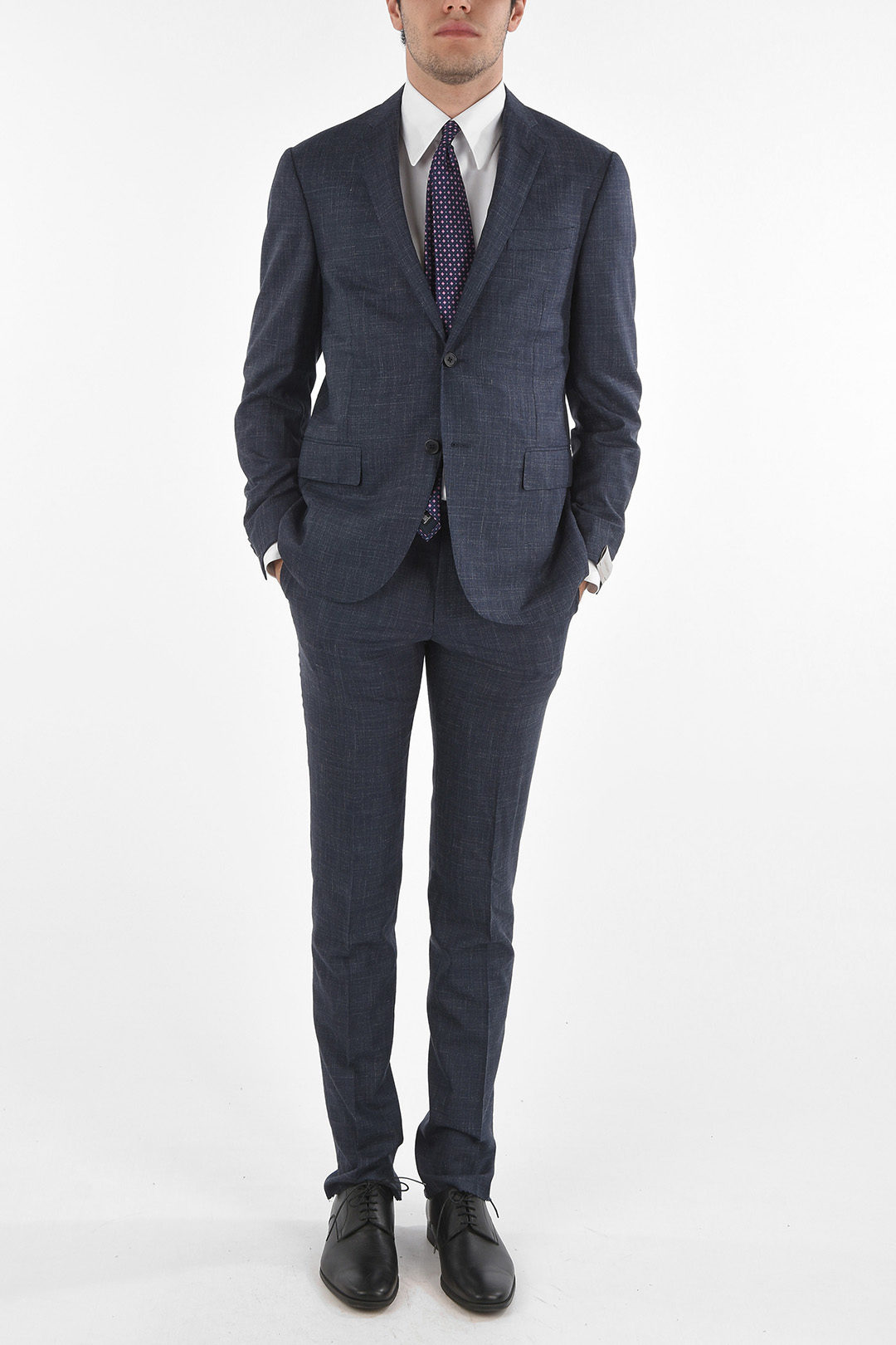 Corneliani Wool Flax Silk ACADEMY SOFT Suit with Notch Lapel men ...
