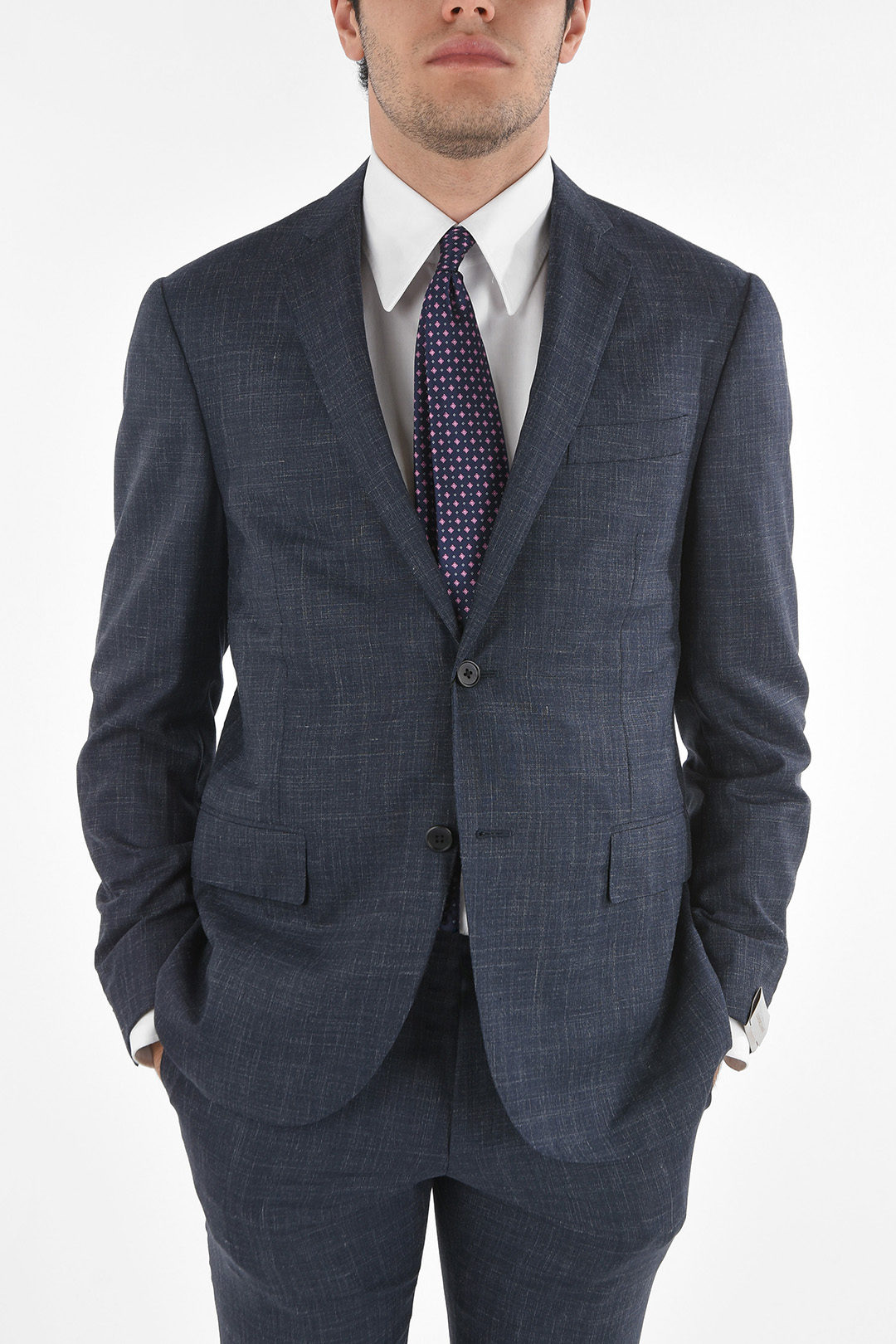 Corneliani Wool Flax Silk ACADEMY SOFT Suit with Notch Lapel men ...