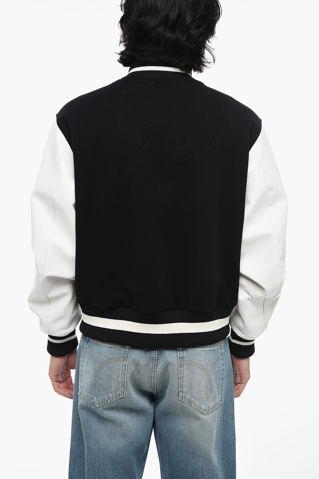 1989 Studio Wool Logoed Bomber with Leather Sleeves men - Glamood Outlet