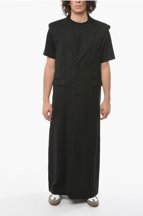 Vetements Wool Long Oversize Vest with Peak Lapel and Side Vents men ...