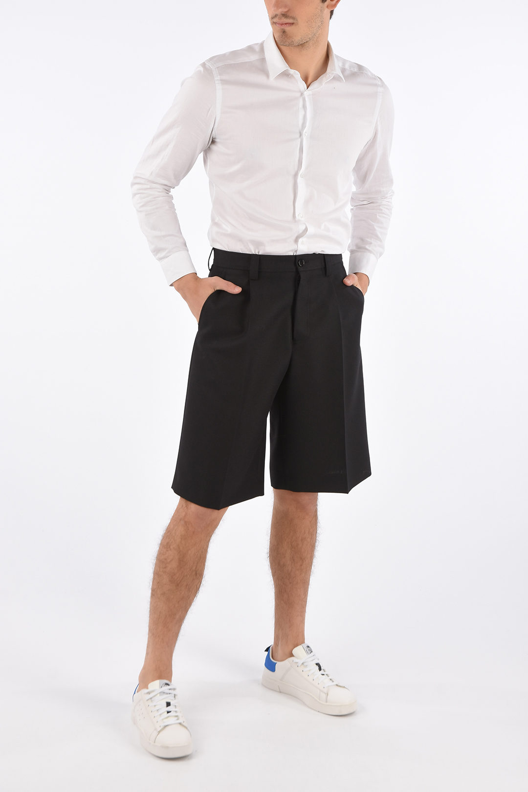 Dior Wool Single Pleat Shorts with Jetted Pockets men - Glamood Outlet