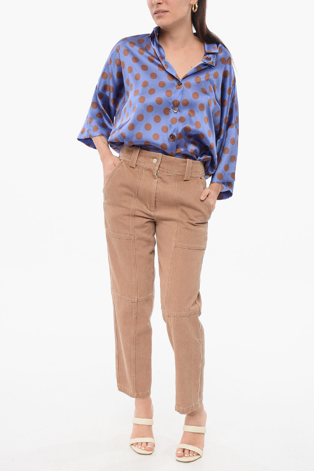Yves Salomon YS ARMY Denim Chinos Pants with Transversal Stitchings ...