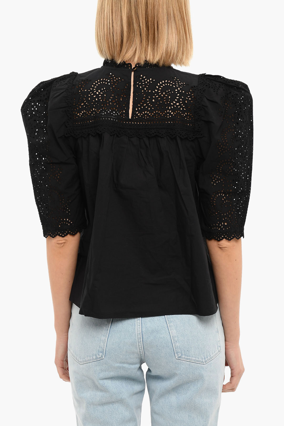 Ulla Johnson YVONNE Blouse with Puffed Sleeves and Openwork Trims women - Glamood Outlet