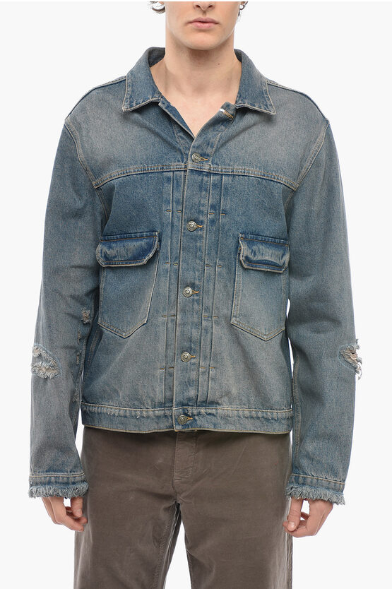 424 Zipped Sleeve Lived-in Denim Jacket men - Glamood Outlet
